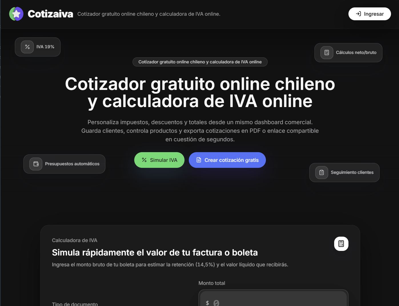 Calculadora IVA Chile y Cotizador Online Gratuito | Cotizaiva